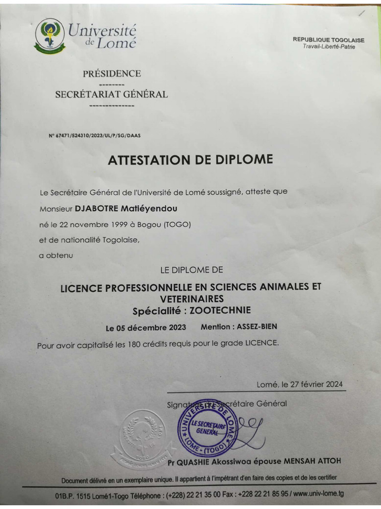 Diplôme de Licence | PDF