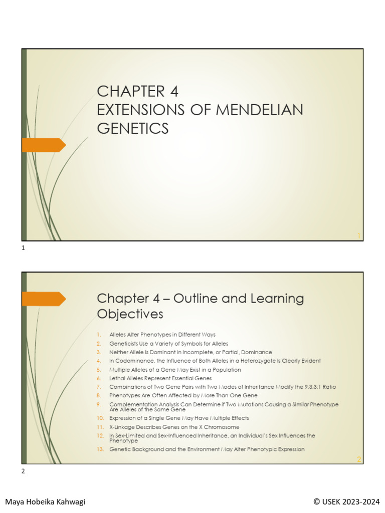 Chapter 4 - Extention To Mendelian Genetics | PDF | Dominance (Genetics) | Zygosity