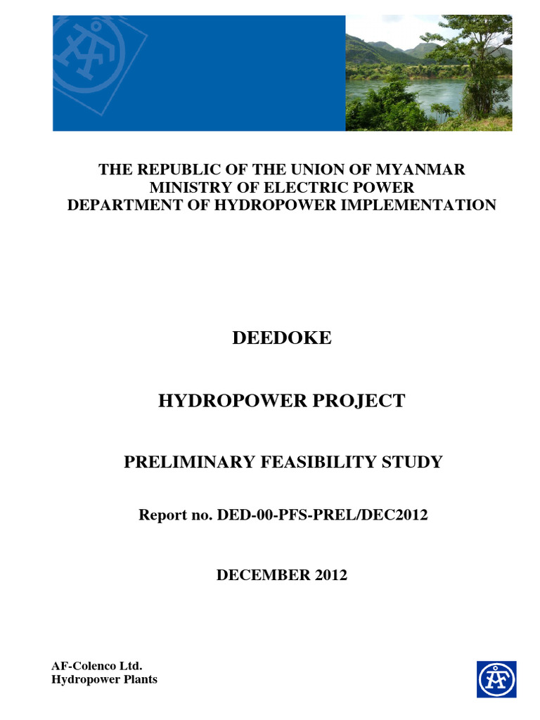 Deedoke Hydropower Project Feasibility Study | PDF | Discharge ...