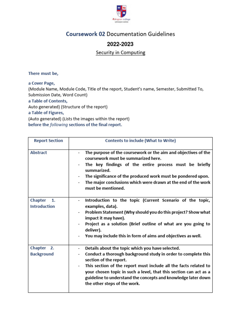 Security in Computing Coursework Guide | PDF | Computing
