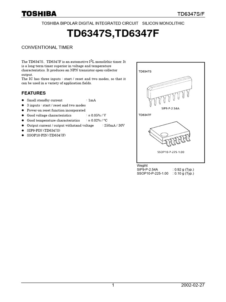 TD6347S ToshibaSemiconductor | PDF | Integrated Circuit | Electrical ...