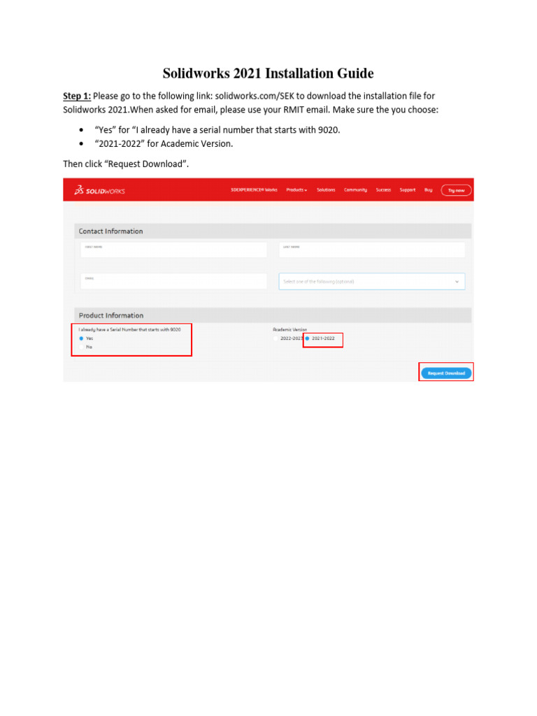 Solidworks 2021 Installation Guide-1 | PDF