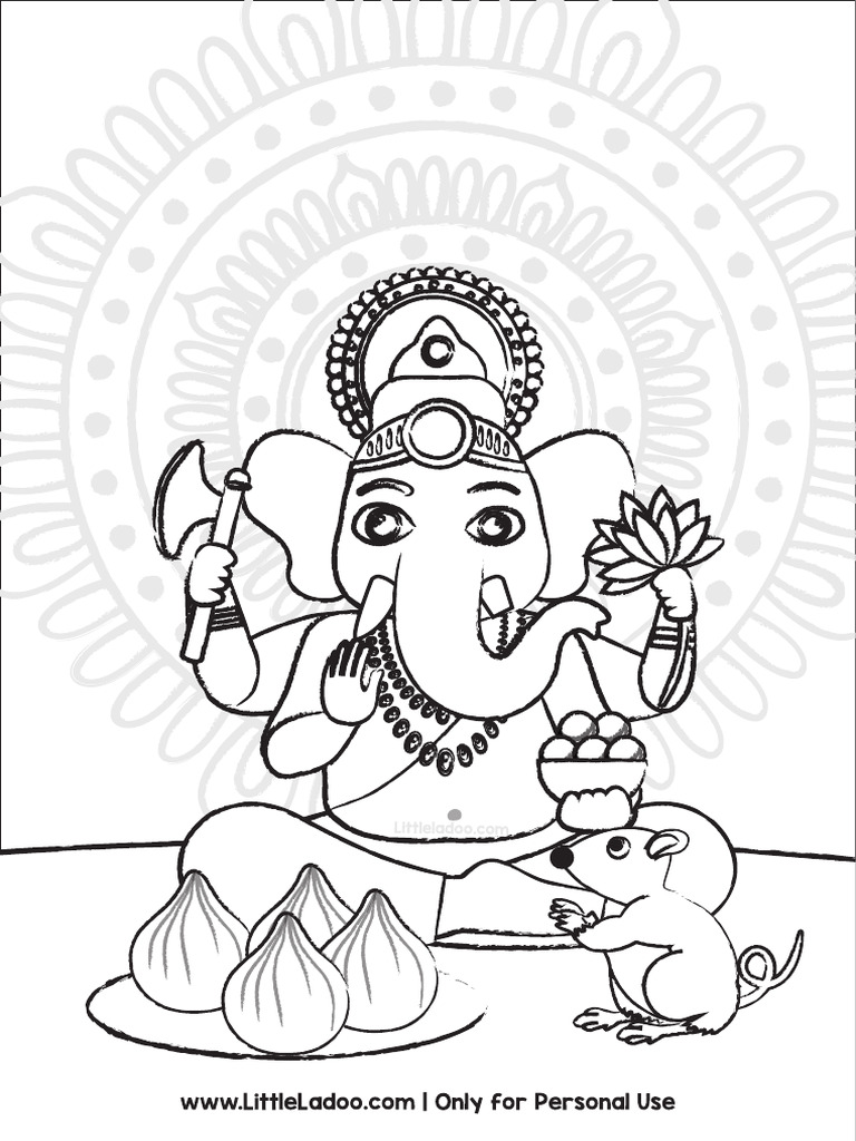 Ganesh Colouring Page for Kids | PDF