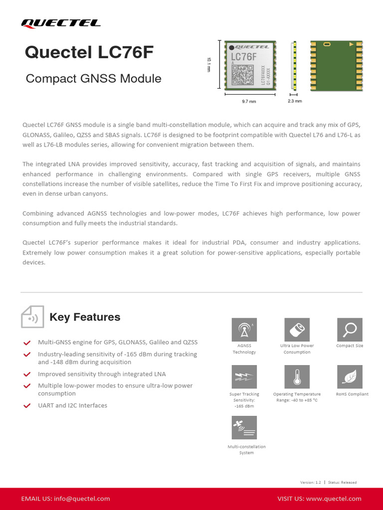 Quectel_LC76F_GNSS_Specification_V1.2 | PDF | Wireless | Geomatics