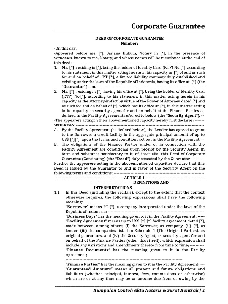 Corporate Guarantee | Download Free PDF | Guarantee | Indemnity