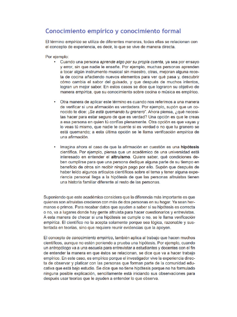 Conocimiento Formal y Empírico | PDF