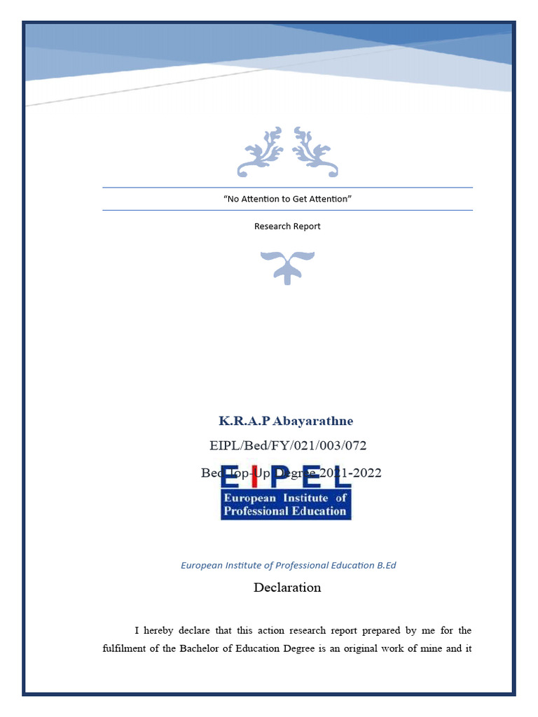 Aja Action Research Final | PDF | Self Esteem | Behavior Modification