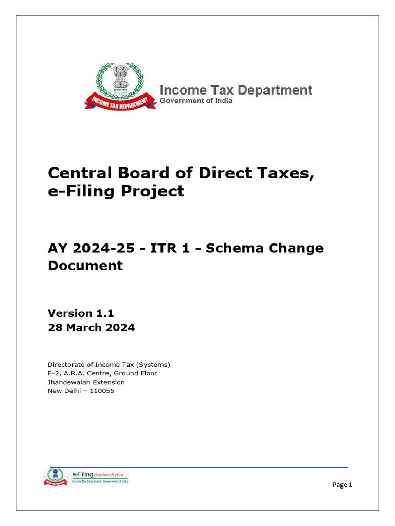 ITR 1 Schema Change Document AY2024-25 V1.1 | Download Free PDF | Computer File Formats | Payments