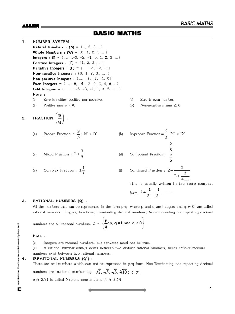 Basic Maths | PDF | Numbers | Division (Mathematics)