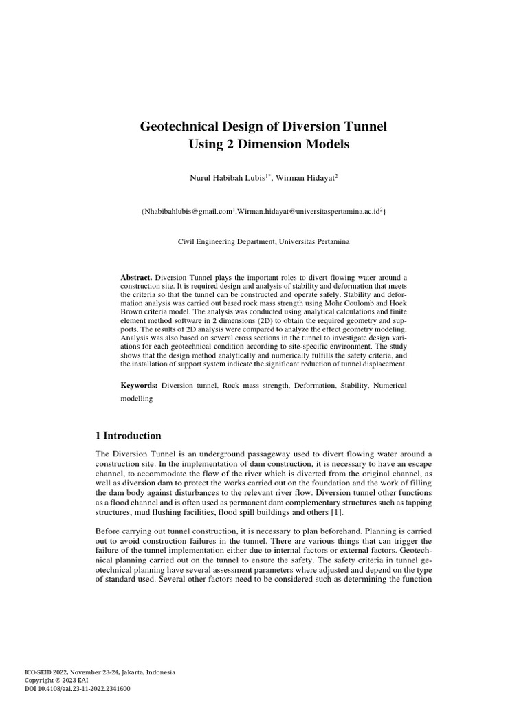 Geotechnical Design of Diversion Tunnel | PDF | Tunnel | Strength Of ...