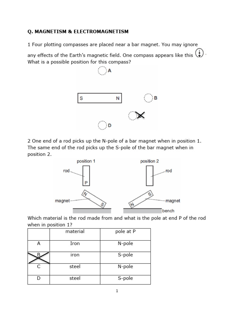 Physics Magnetism Answers | PDF | Magnetism | Magnet