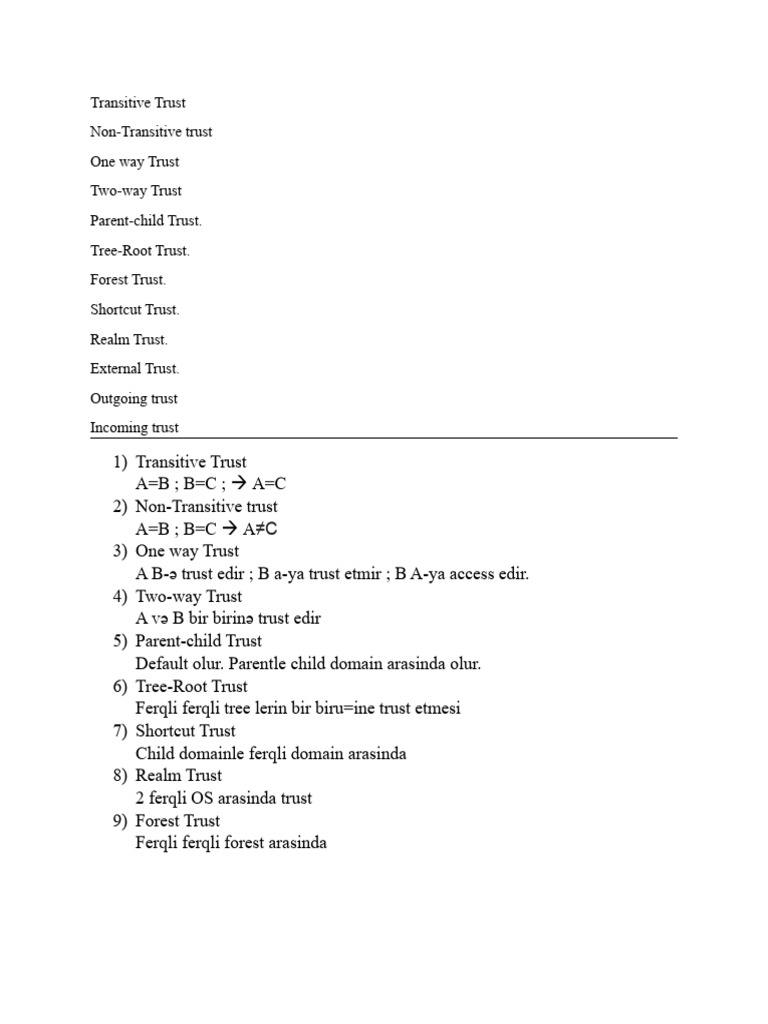 Types of Trust Relationships | PDF