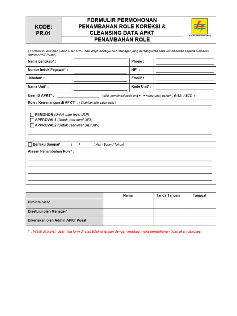 Form Penambahan Dan Penghapusan Role Koreksi & Cleansing Gangguan | PDF