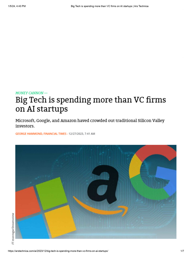 Big Tech Is Spending More Than VC Firms On AI Startups - Ars Technica ...