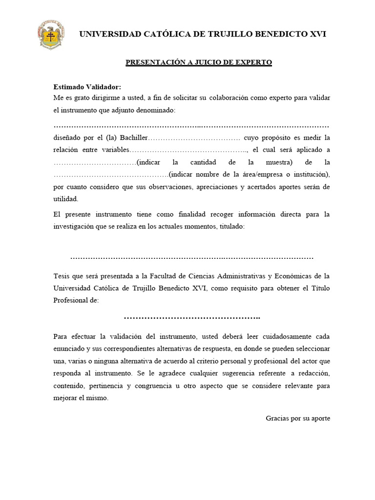 PRESENTACIÓN A JUICIO DE EXPERTO - Ok | PDF | Crecimiento personal y ...