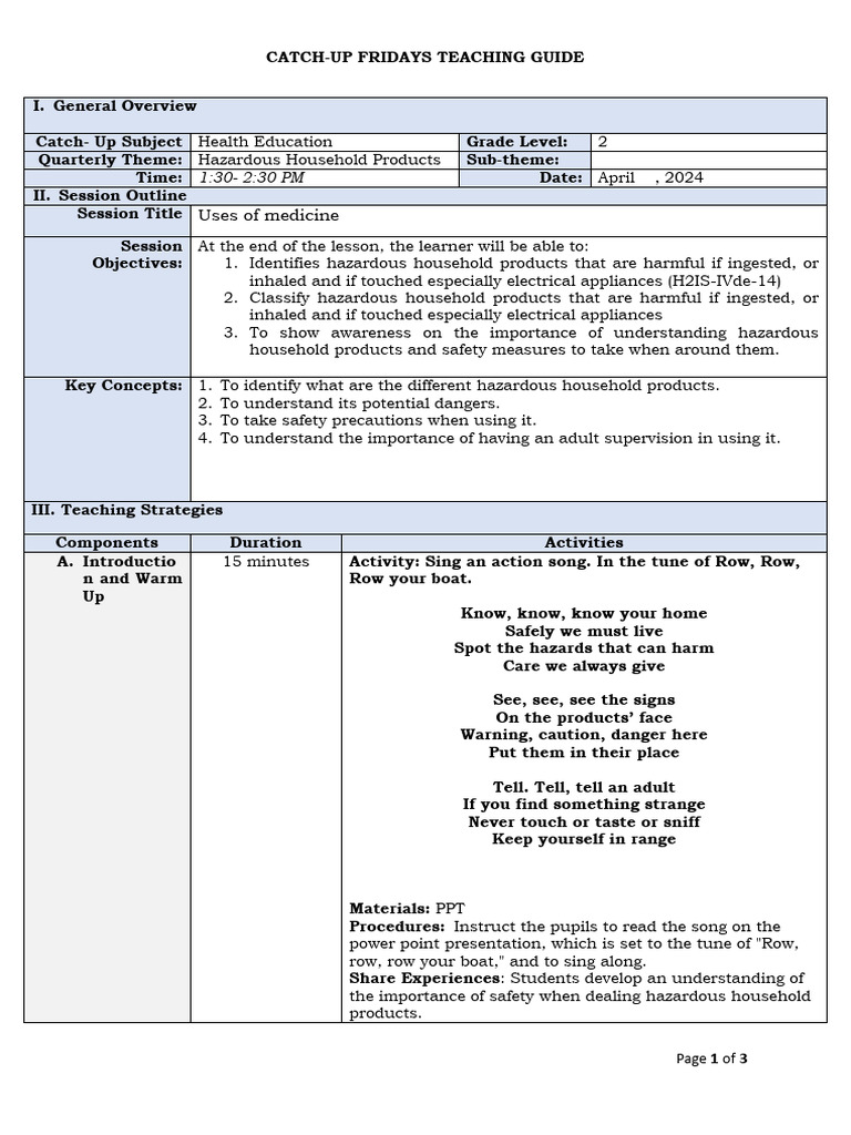 Health Education Grade 2 Q4 W4 | PDF | Hazards