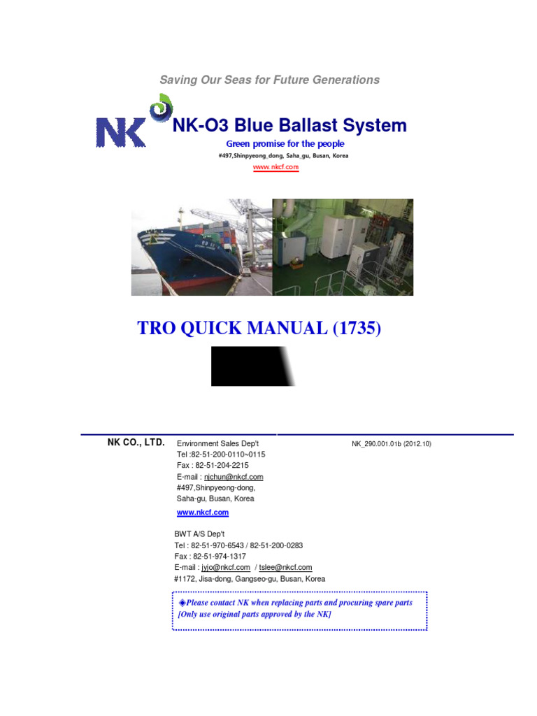 Tro Quick Manual | PDF | Ozone | Water