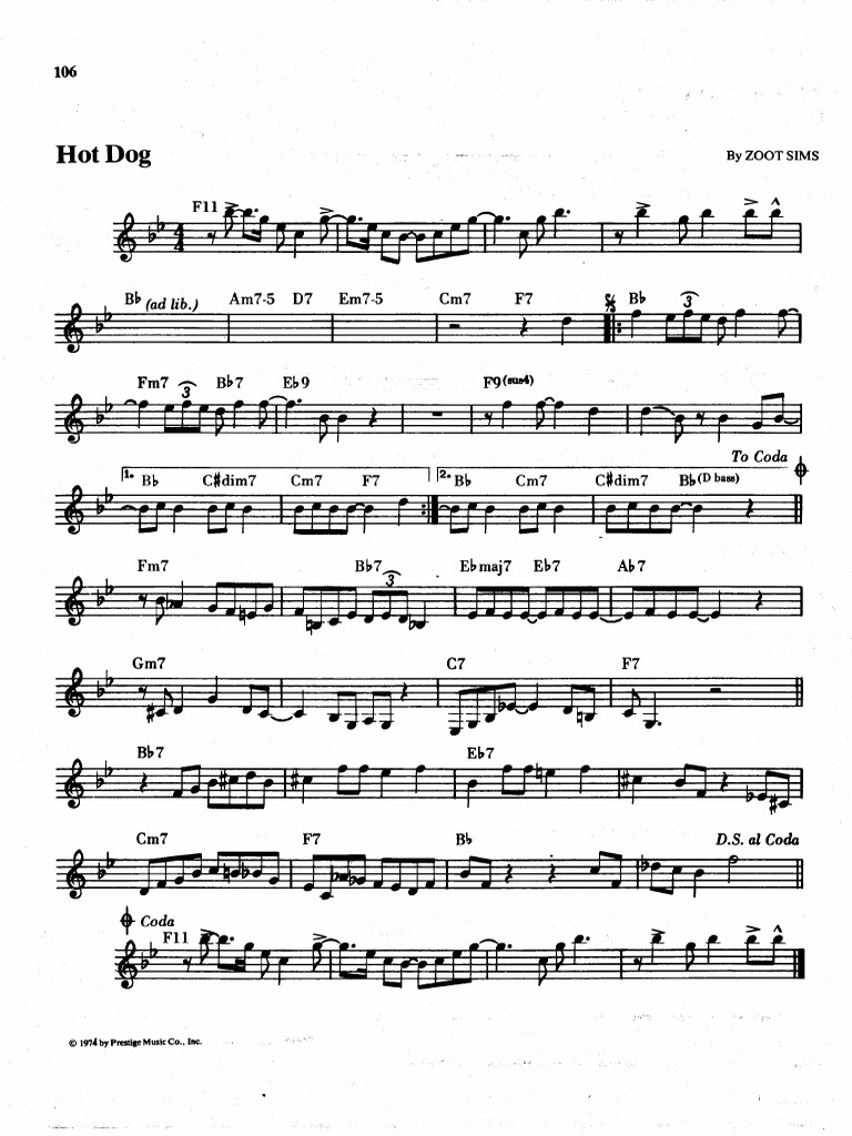 Hot Dog - Zoot Sims | PDF