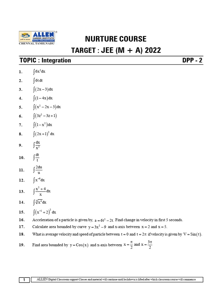 DPP - 2 - Integration | PDF | Teaching Methods & Materials
