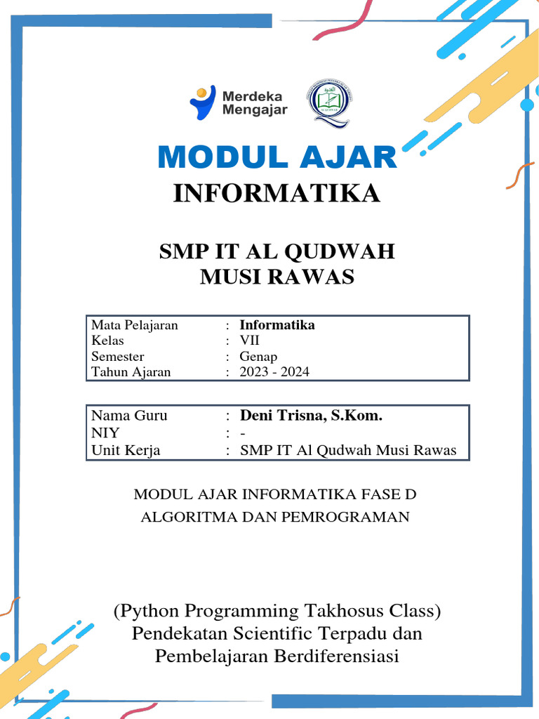 Modul Ajar Informatika Deni Berdiferensiasi | PDF | Karier & Perkembangan