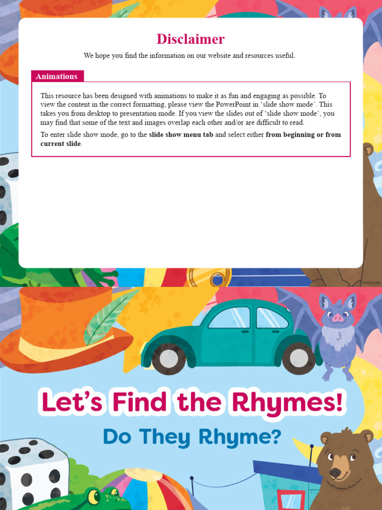 Rhyme Identification Activity | PDF | Language Arts & Discipline