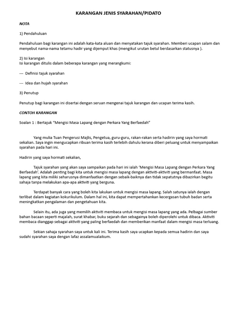 Karangan Jenis Syarahan | PDF
