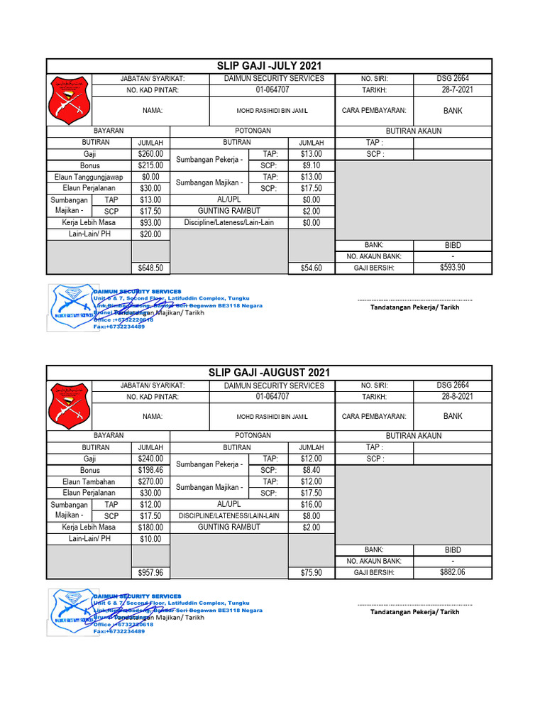 Payslip Details for Employees | PDF