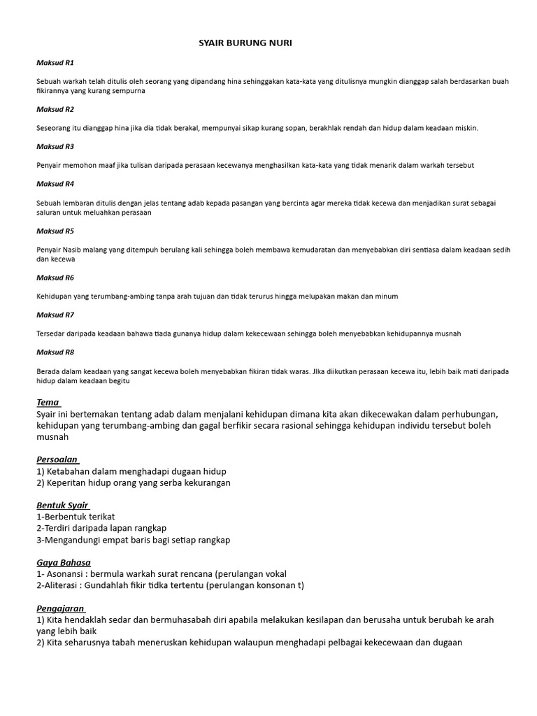 Syair Burung Nuri | PDF