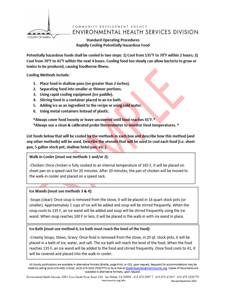 Food Cooling Procedures and Guidelines | PDF | Cookware And Bakeware ...