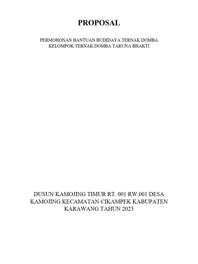 PROPOSAL Ternak Domba Kamojing | PDF