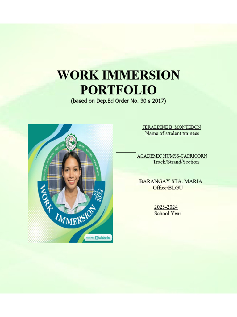 Work Immersion Portfolio 2 | PDF