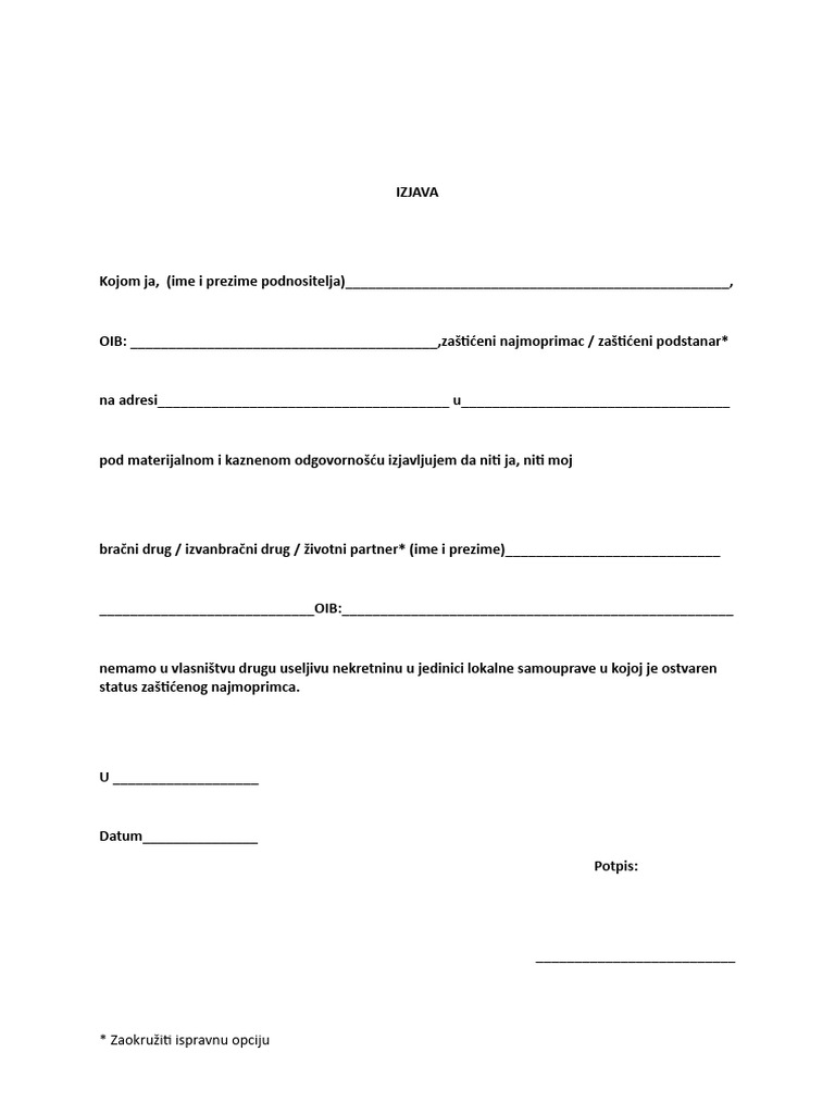 2024 04 23 Izjava Zasticenog Namoprimca | PDF