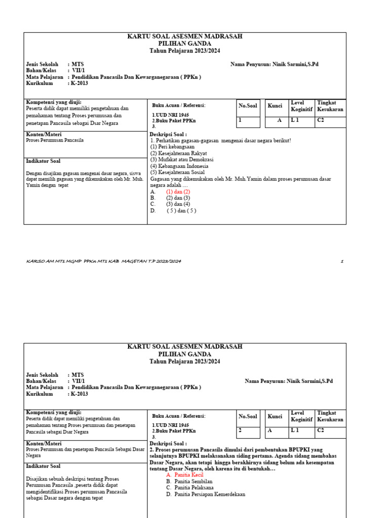 2024 Karso Am Kur 13 MGMP PPKN | PDF