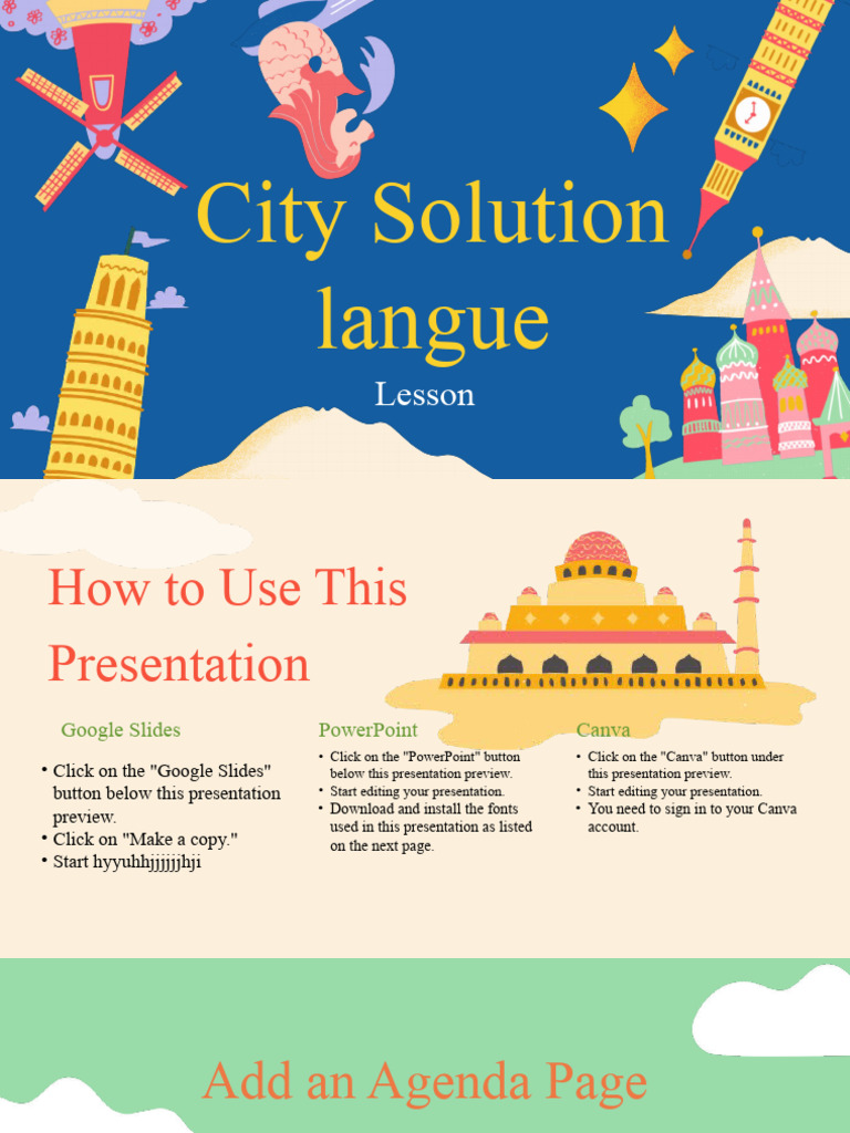 Cities of The World Lesson Blue and Yellow Cute Illustrated Education ...