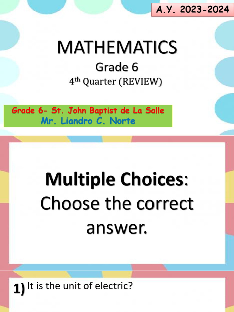 4th Quarter REVIEWER Gr6 | PDF | Pie Chart | Euclidean Geometry