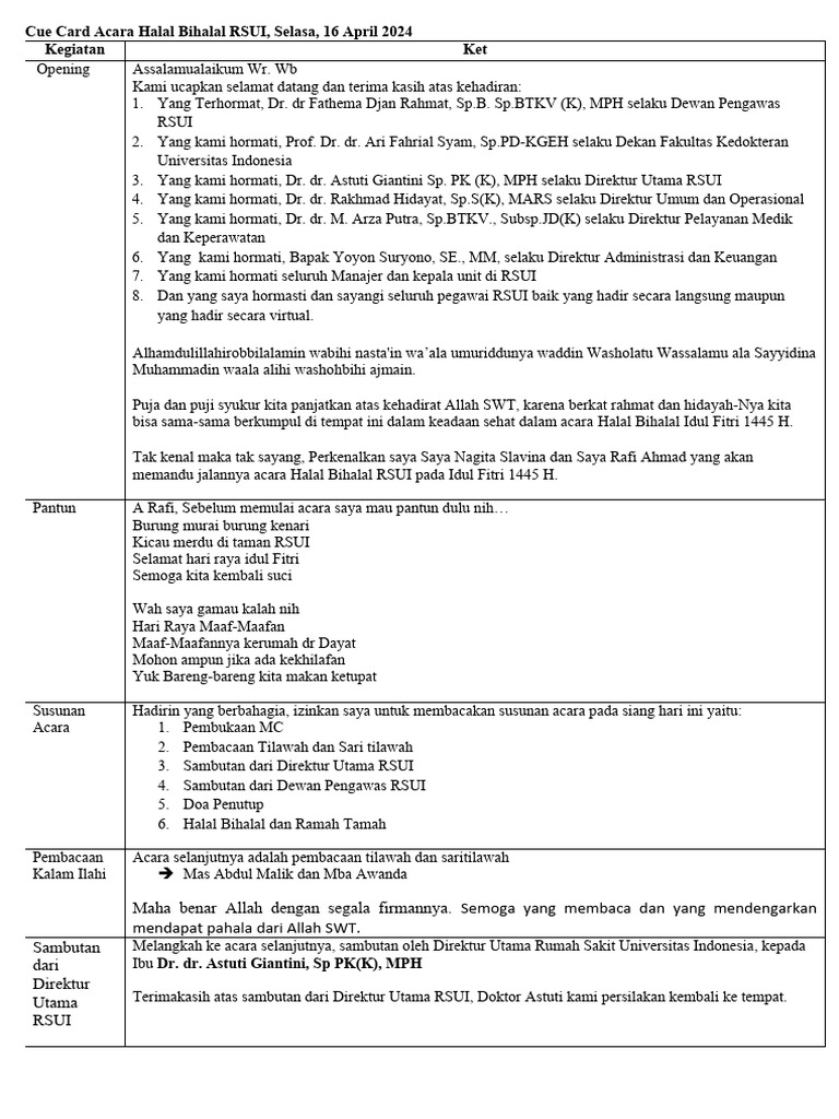 Cue Card Halal Bihalal | PDF