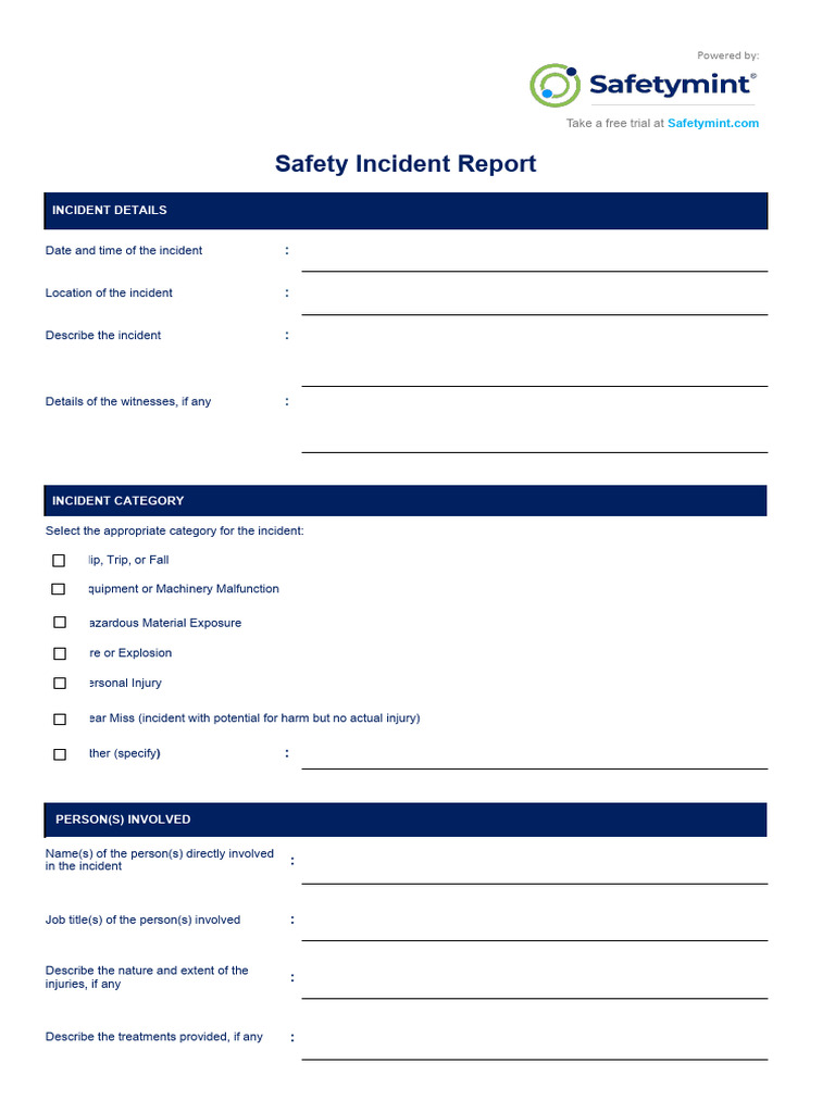 Safety Incident Report Form | PDF