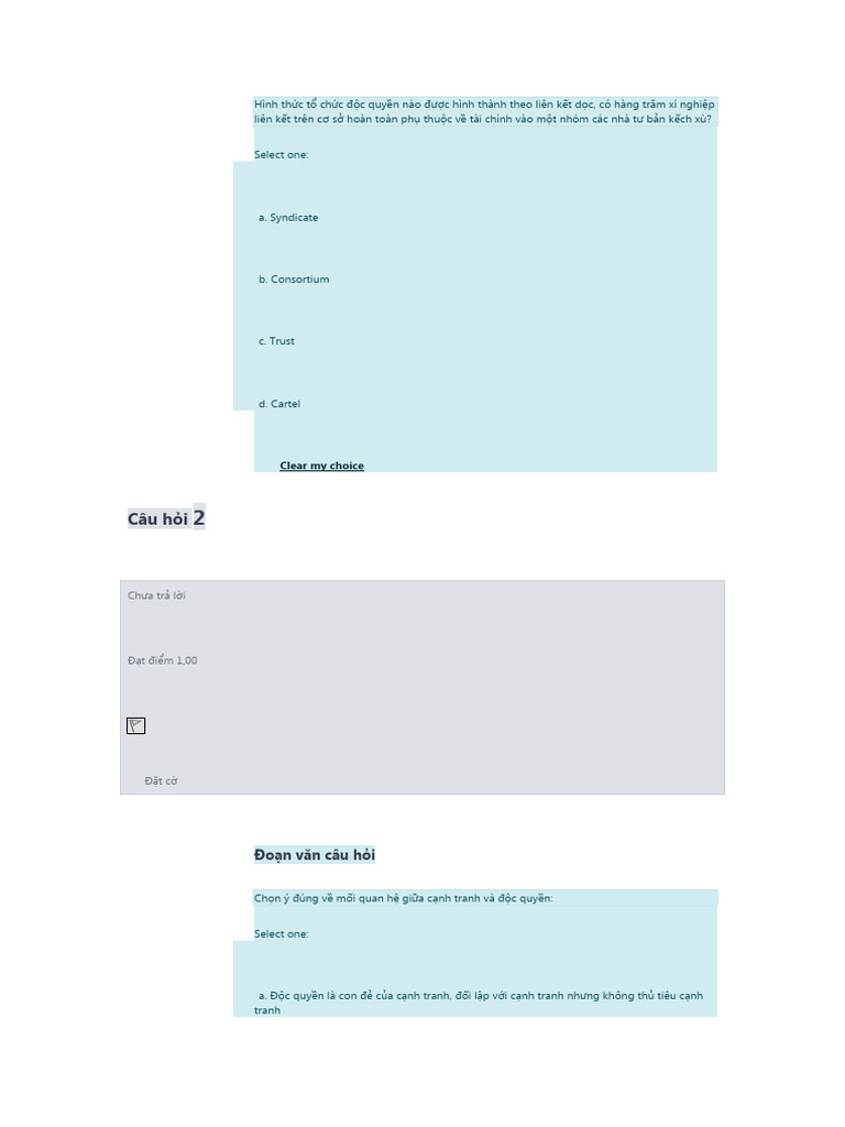 Trắc nghiệm KTCTM | PDF