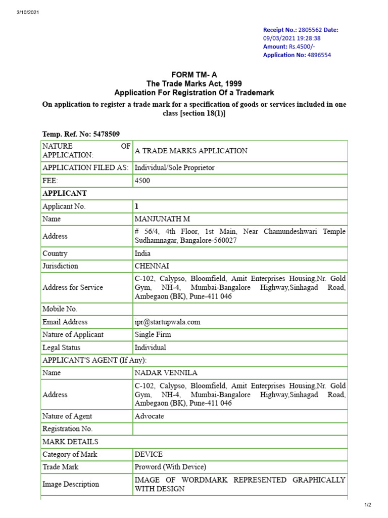 Trademark Application Form TM-A | PDF | Trademark | Intellectual ...