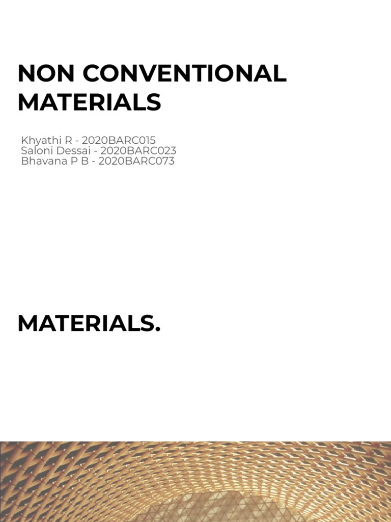Non Conventional Building Materials | PDF | Concrete | Civil Engineering