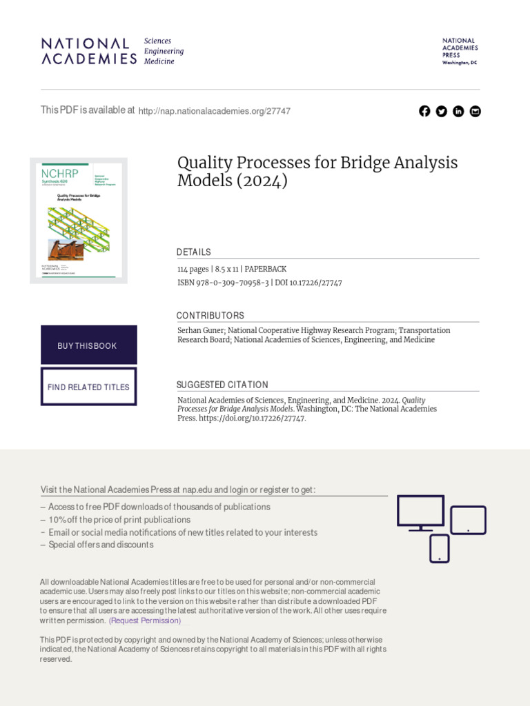 Quality Processes For Bridge Analysis Models (2024) : This PDF Is Available at | PDF | Quality ...
