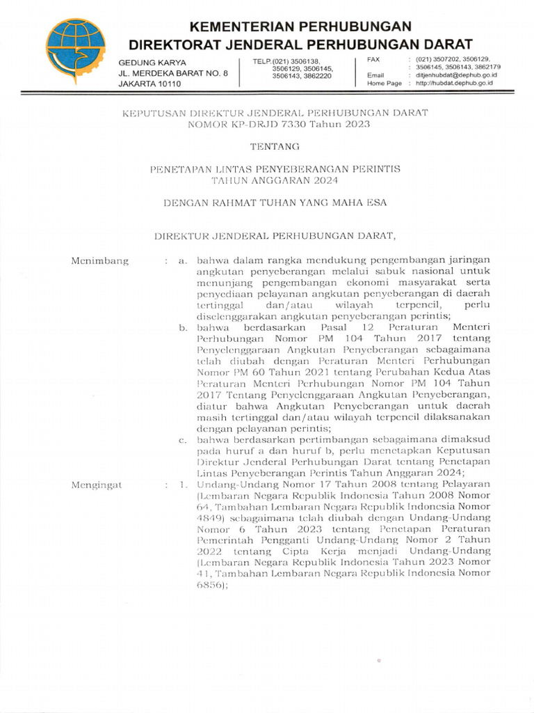 Kepdirjen No.kp-drjd 7330 Tahun 2023 | PDF