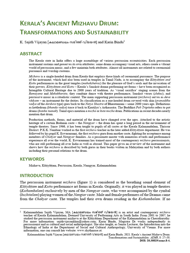 Ancient Muzhavu Drum of Kerala Karin Bindu | PDF | Religion & Spirituality