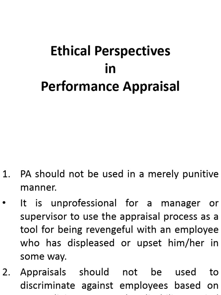 Ethical Guidelines for Performance Appraisal | PDF | Performance ...