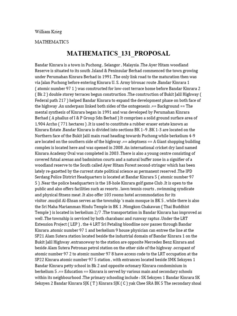 Mathematics 131 Proposal | PDF