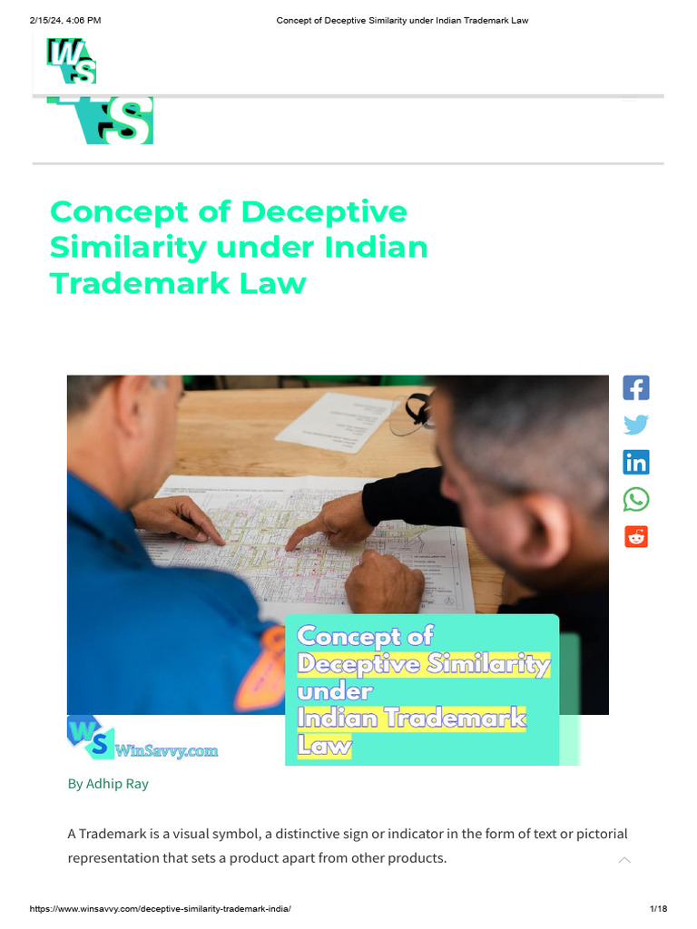 Concept of Deceptive Similarity Under Indian Trademark Law | PDF ...