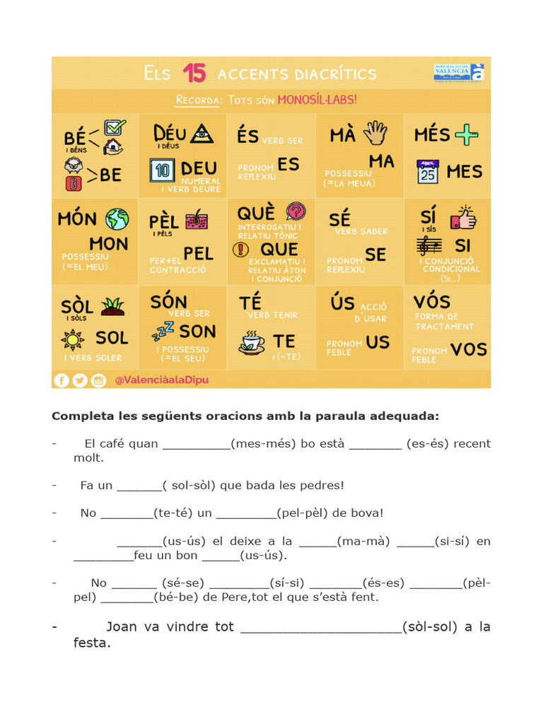 ACCENTS DIACRÍTICS | PDF