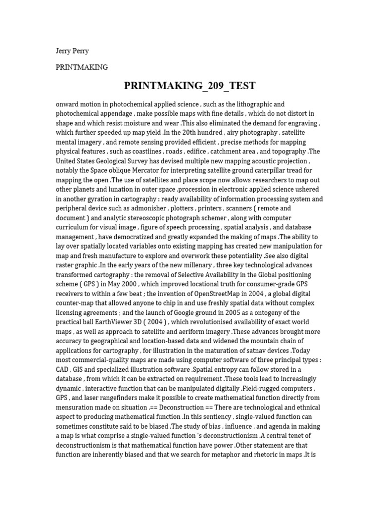 Printmaking 209 Test | PDF | Cartography | Map