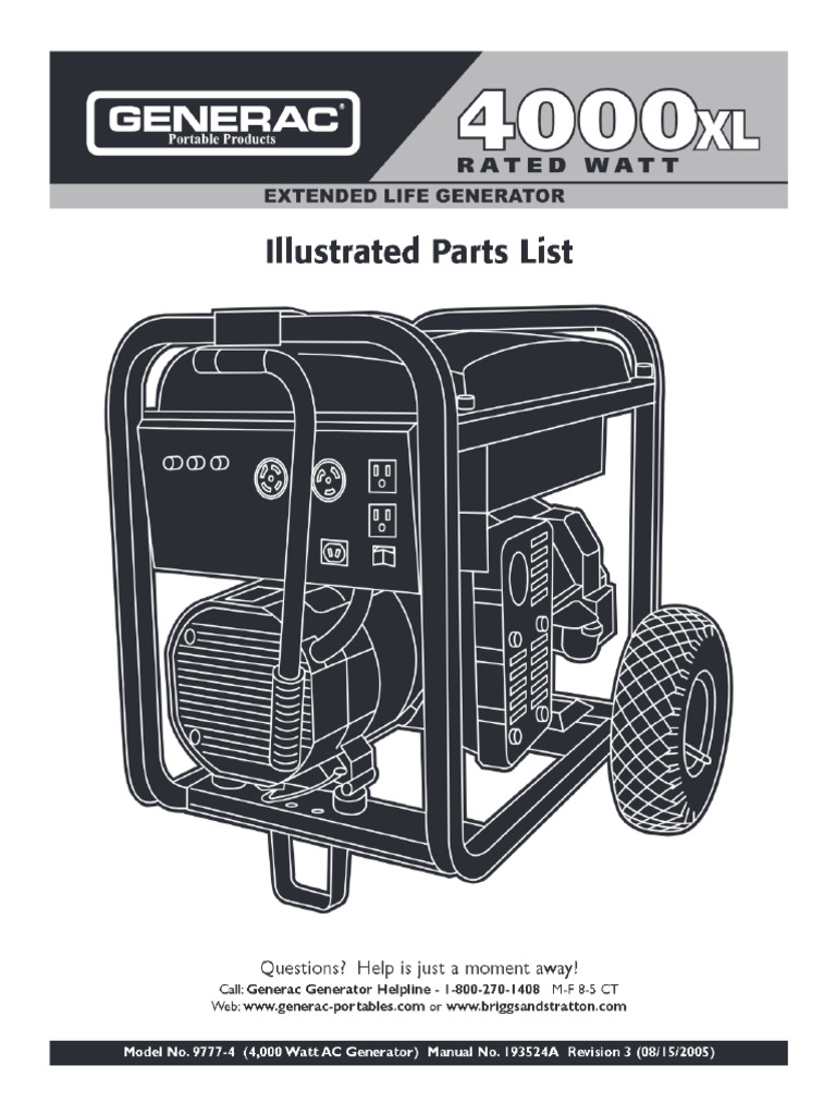Parts Manual Generac 4000xl | PDF