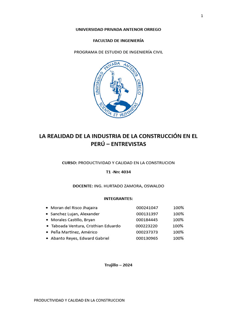 Imforme 02 Entrevistas | PDF | Hormigón | Ingeniería